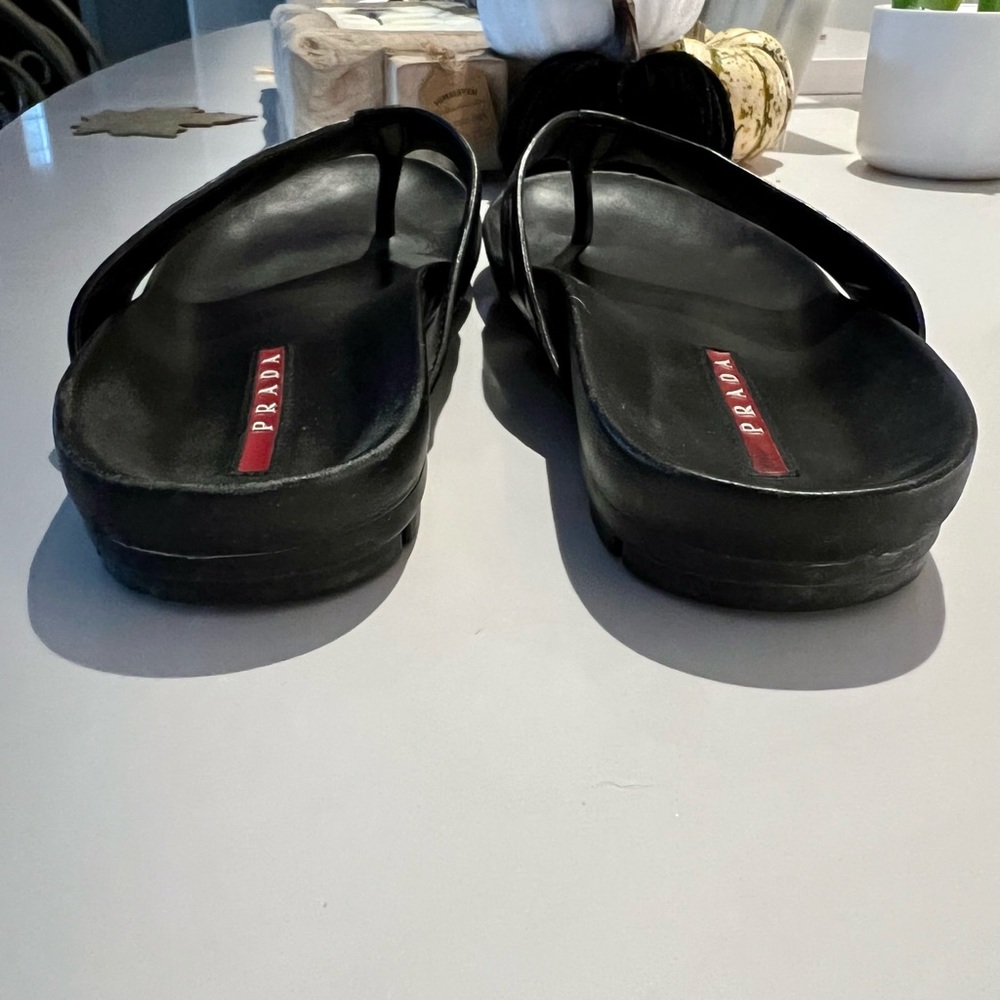 Mens Black Prada Leather Sandals - Gem